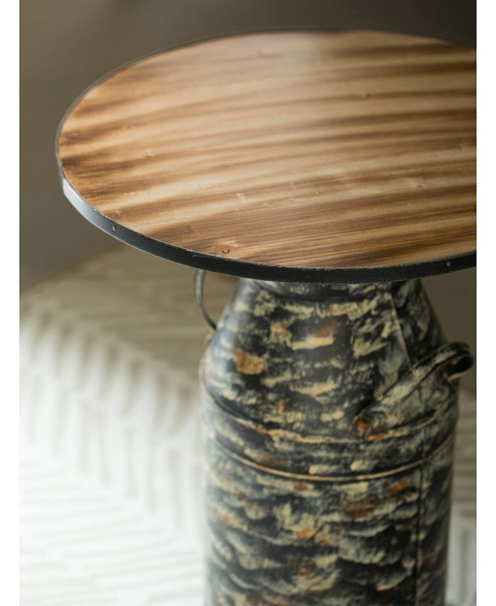 Vintiquewise Antique Rustic Round Milk Can Side Table Farmhouse Milk ...