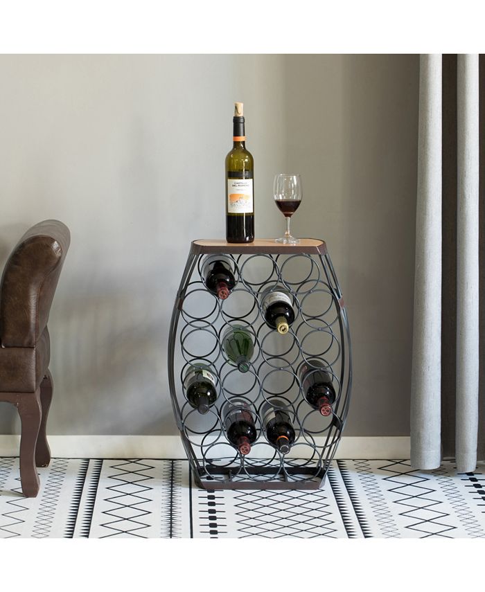 Vintiquewise Barrel Shaped 22 Bottles Decorative Table Wine Rack ...