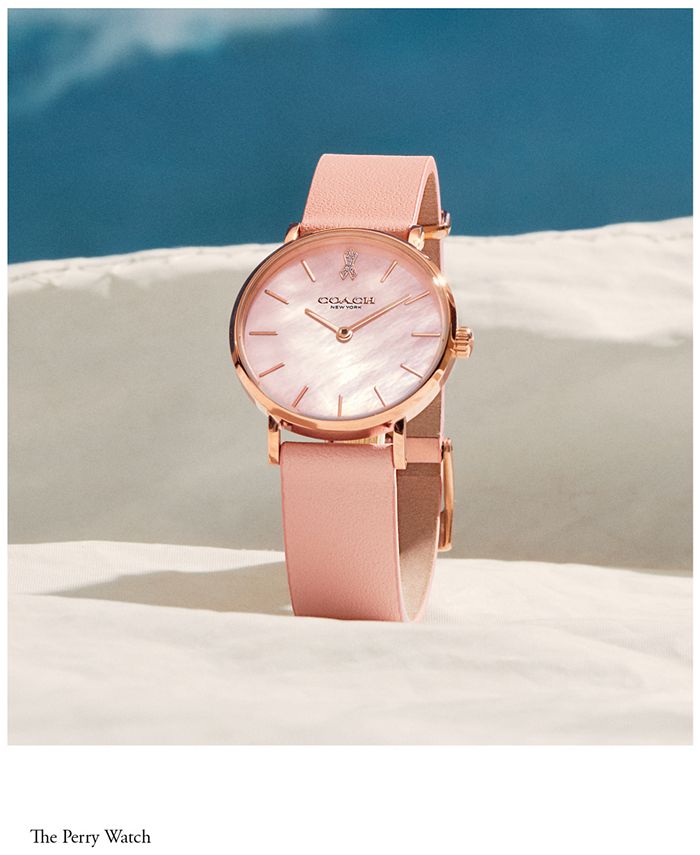 COACH Women's Perry Breast Cancer Awareness Blush Leather Strap Watch ...