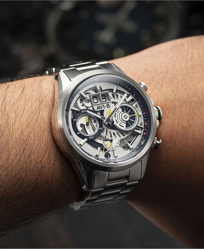 AVI-8 Men's Hawker Harrier Matador Chronograph Silver Tone Ivory ...