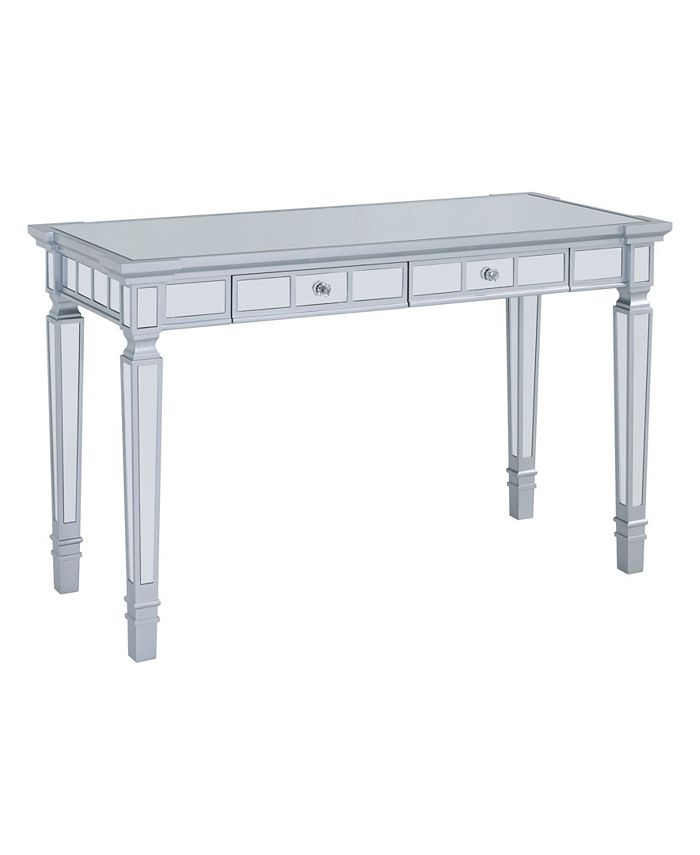 Southern Enterprises Galso Glam Mirrored Writing Desk with Drawers - Macy's