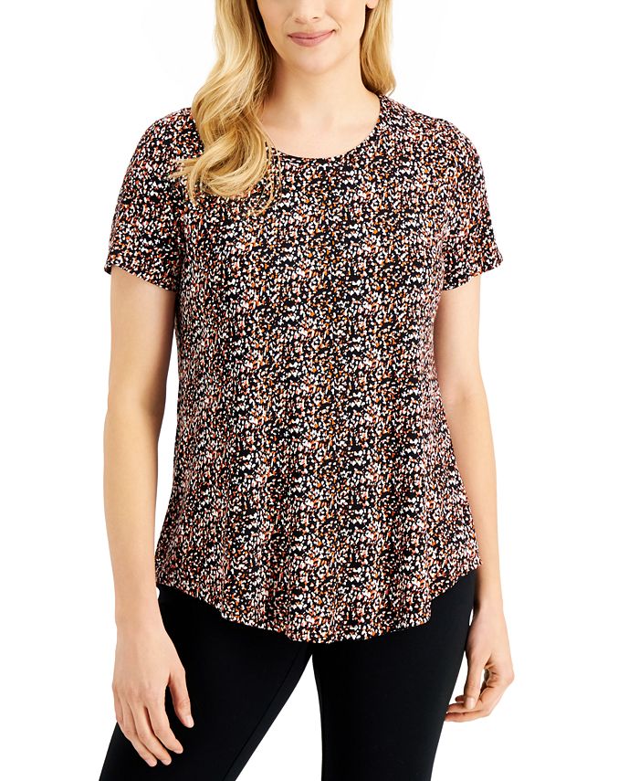 JM Collection Printed Round-Hem T-Shirt, Created for Macy's - Macy's