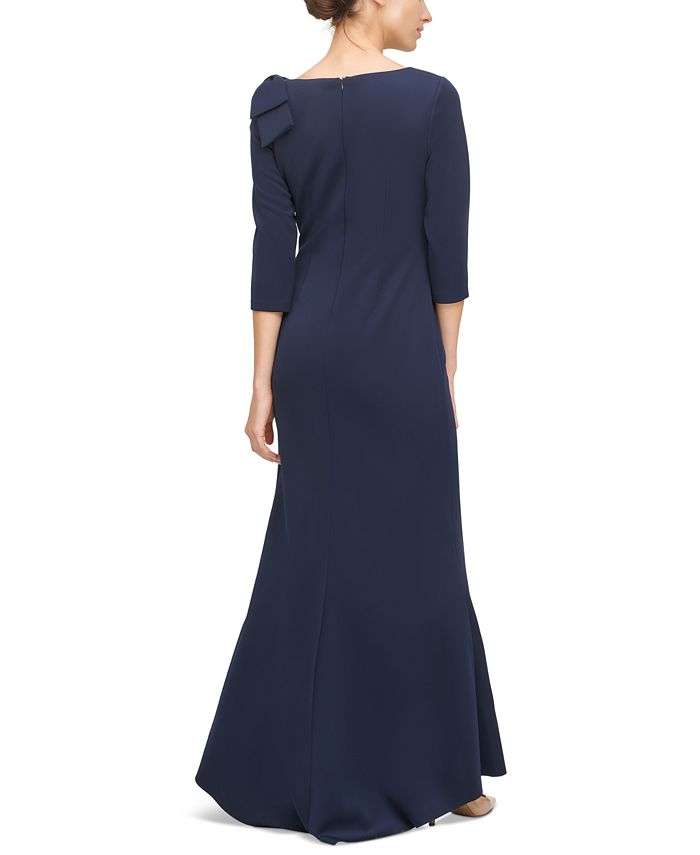 Jessica Howard Petite Asymmetrical-Neck Bow Detail Gown - Macy's