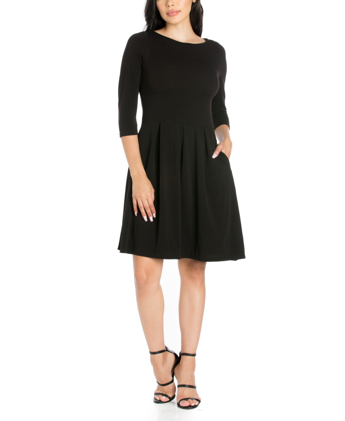 Click here for Womens Perfect Fit and Flare Pocket Dress - Black prices