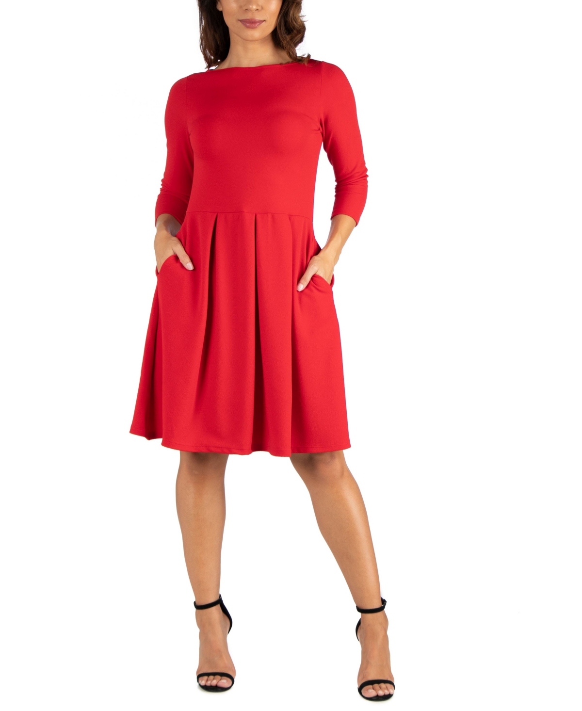 Click here for Womens Perfect Fit and Flare Pocket Dress - Red prices