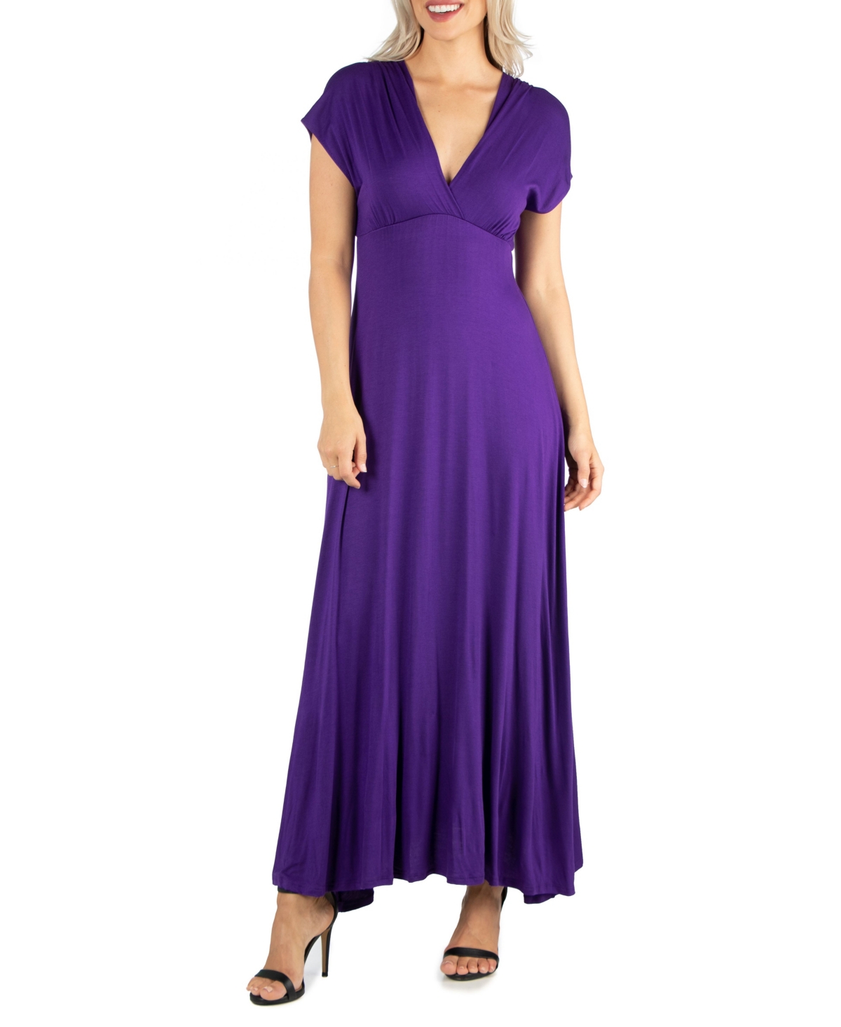 Click here for Womens Cap Sleeve V-Neck Maxi Dress - Purple prices