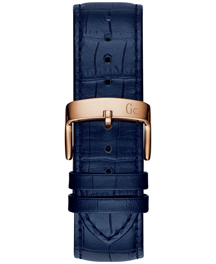 GUESS Men's Swiss Chronograph Blue Leather Strap Watch 44mm - Macy's