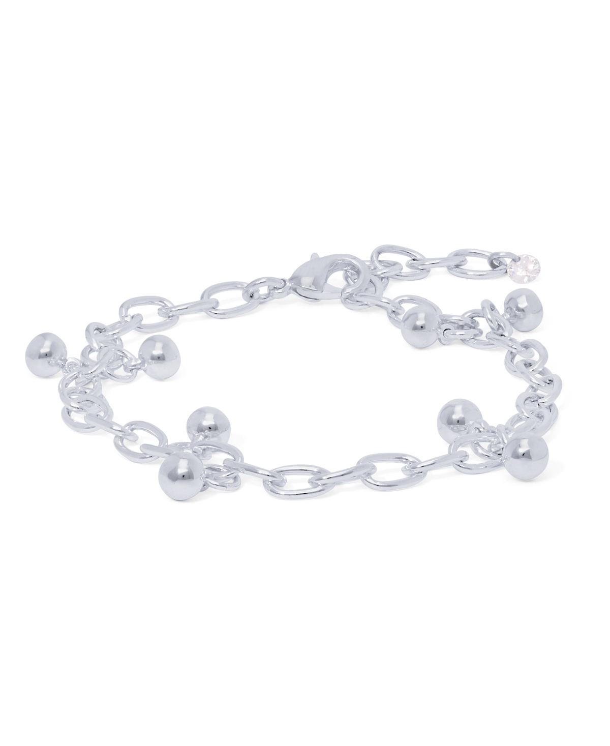 Click here for Silver Plated Bead Open Link Bracelet - Silver prices