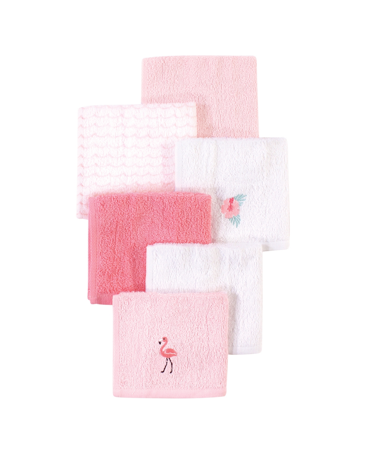 Click here for Hudson Baby Girls 6Pk Woven Washcloths - Flamingo prices