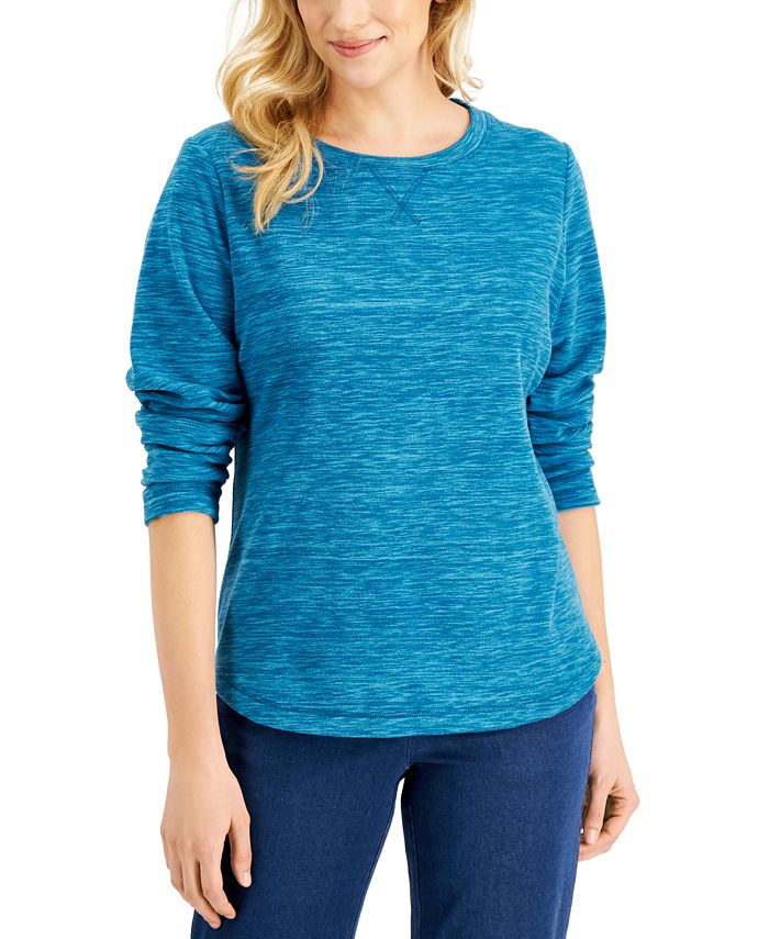 Karen Scott Long Sleeve Spacedye Microfleece Top & Reviews - Tops ...