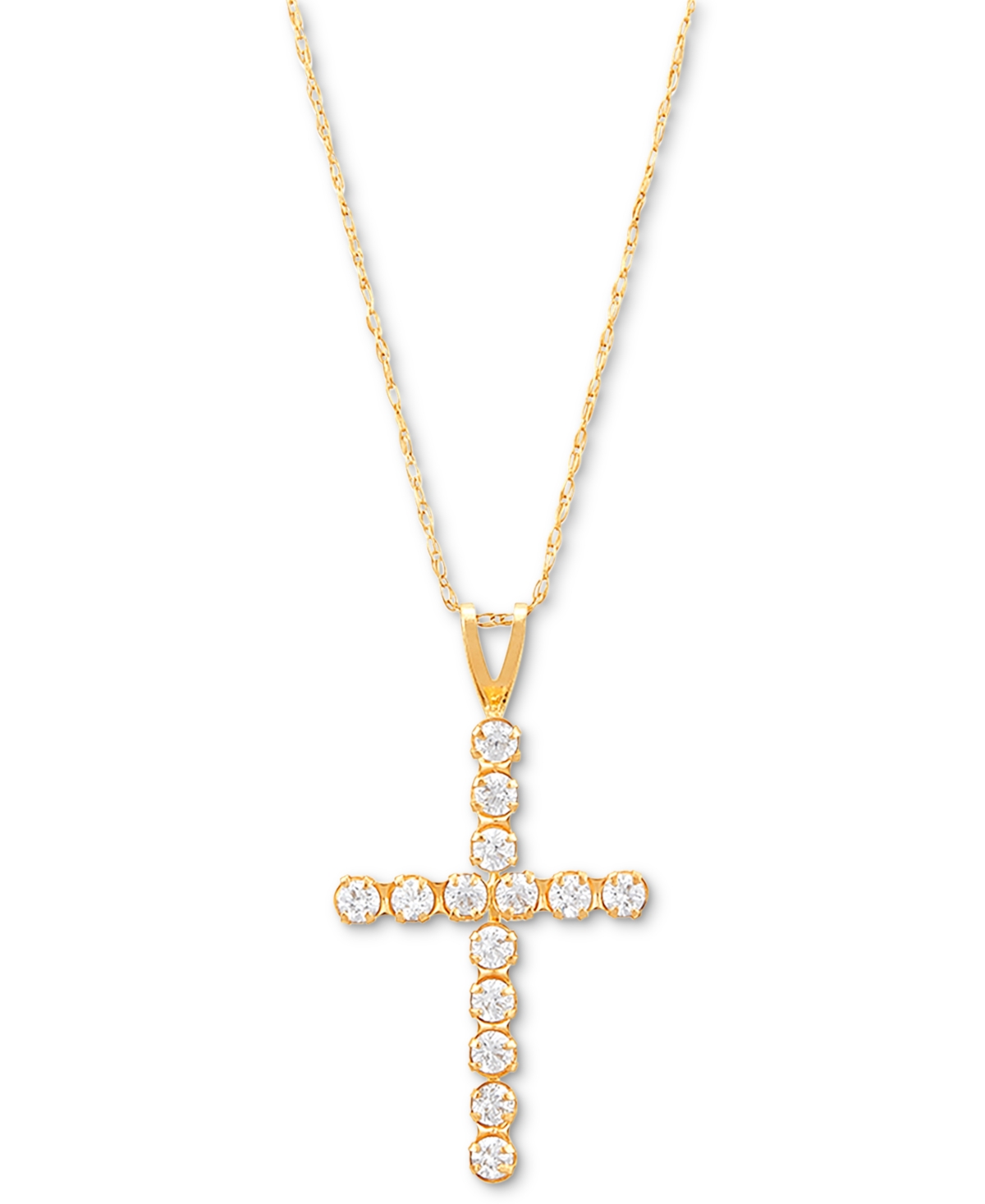 Click here for Cubic Zirconia Cross 18 Pendant Necklace in 14k Go... prices
