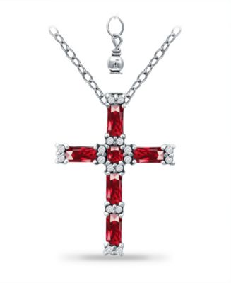 Giani Bernini Lab Grown Ruby and Cubic Zirconia Cross Pendant - Macy's