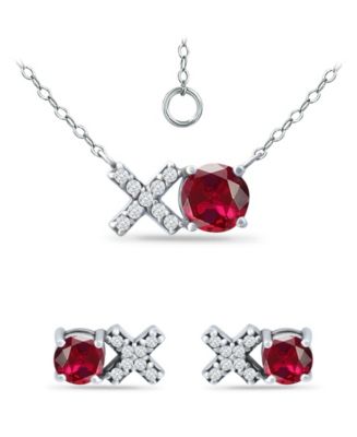 Giani Bernini Created Ruby and Cubic Zirconia "XO" Pendant and Earring ...