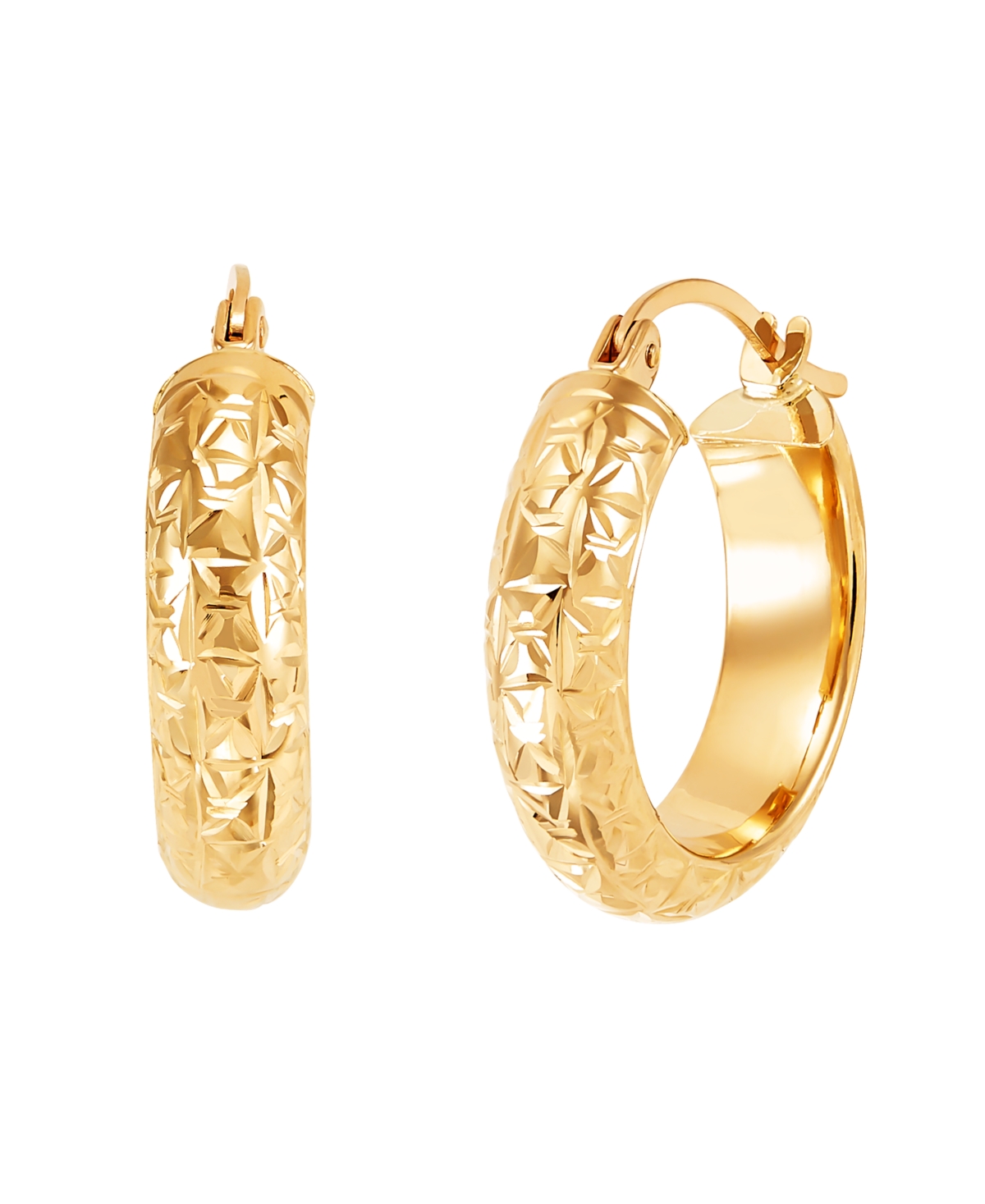 Click here for Polished and Diamond Cut Tube Hoop Earrings in 14K... prices