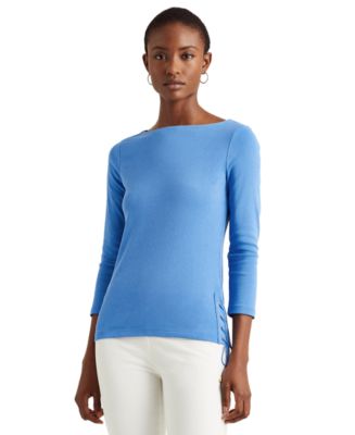 Lauren Ralph Lauren Stretch-Infused Lace-Up Top - Macy's