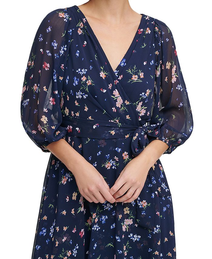 Dkny Printed Faux Wrap Dress Macys