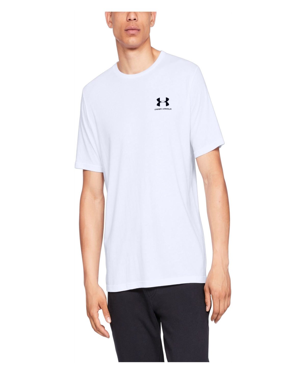 Under Armour Mens Sportstyle Logo T-Shirt in White/Black Size: Medium