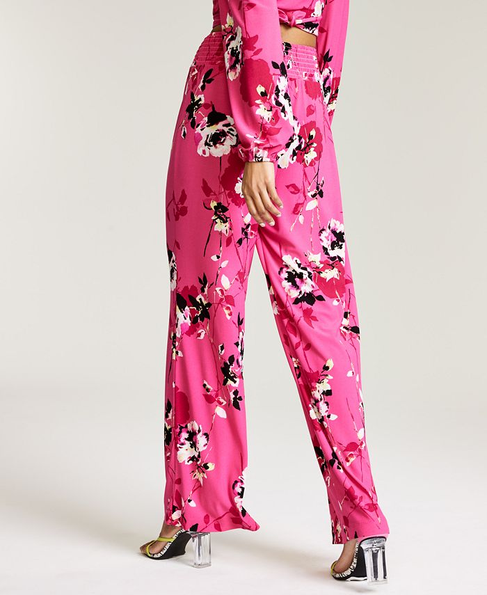 Bar Iii Floral Print Wide Leg Pants Created For Macys Macys