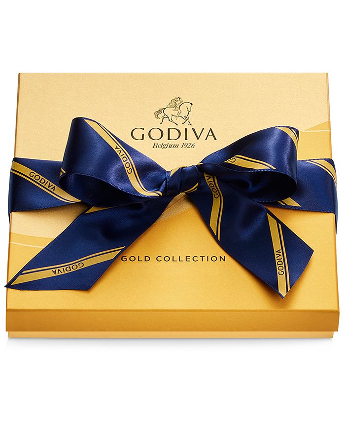 Godiva Chocolatier 19-Pc. Gold Gift Box With Blue & Gold Ribbon - Macy's