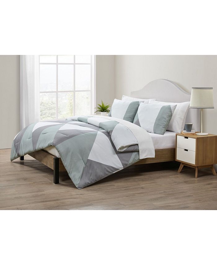 Jade + Oake Jade + Oake Geo Color block 3 Piece Comforter Set, Queen ...