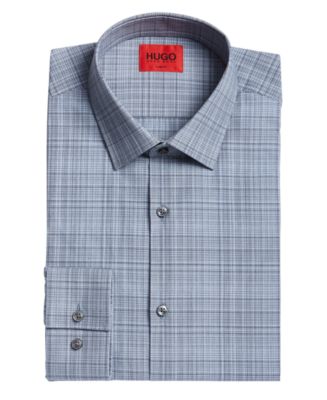 HUGO Hugo Boss Men's Kenno Slim-Fit Blue Mini-Check Dress Shirt - Macy's