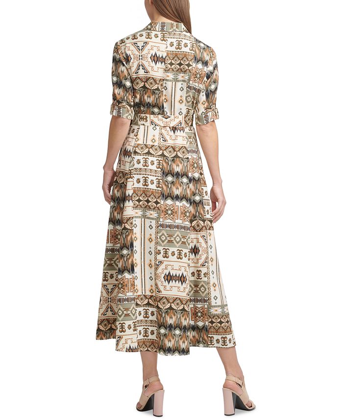 Calvin Klein Printed Belted Shirtdress - Macy's