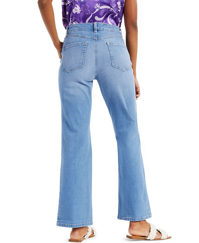 INC International Concepts Petite High-Rise Button-Front Flare-Leg ...