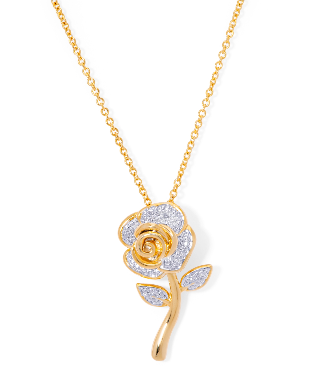 Click here for Diamond Accent Rose Flower Pendant 18 Necklace in... prices