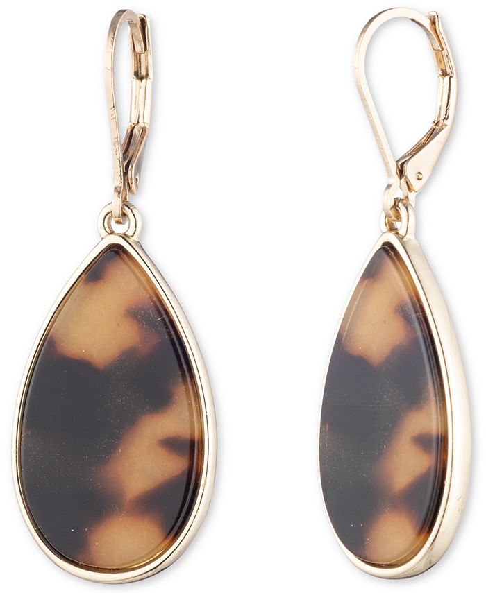 Lauren Ralph Lauren Gold-Tone Tortoise-Look Teardrop Earrings - Macy's