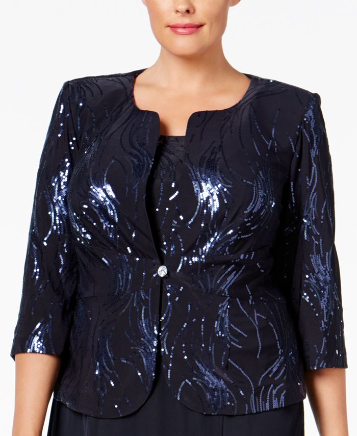 Alex Evenings Plus Size Sequined Chiffon Dress and Jacket - Macy's