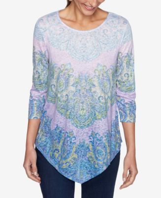Ruby Rd. Women's Misses Knit Embellished Paisley Top - Macy's