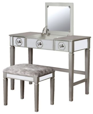 Linon Home Décor Mondy Silver Vanity Set - Macy's