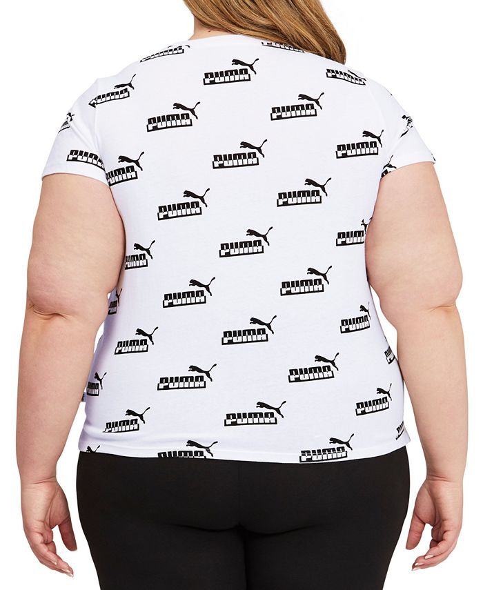 Puma Women's Plus Size Cotton Amplified Allover Logo-Print T-Shirt ...