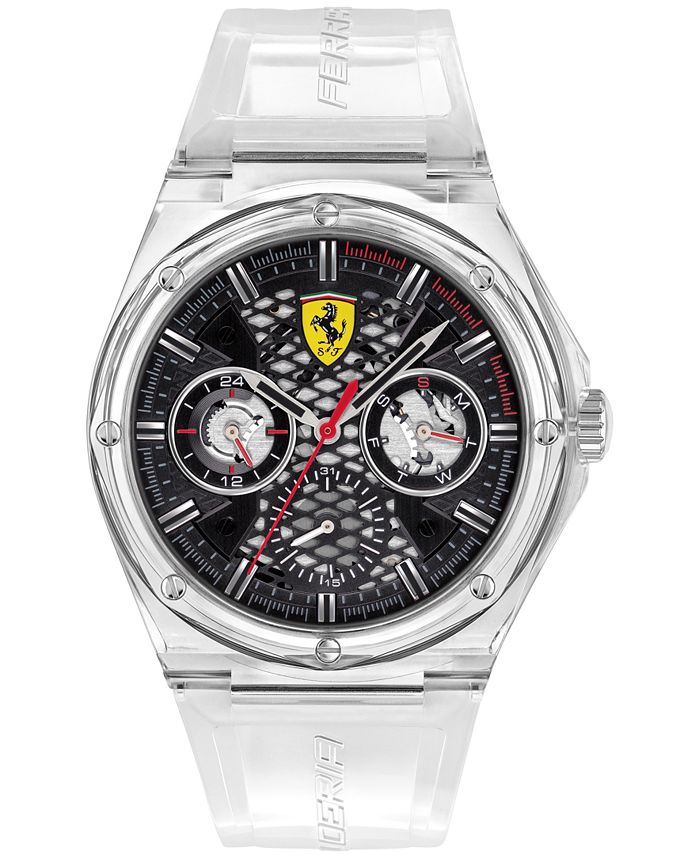 Ferrari Men's Aspire Transparent Silicone Strap Watch 44mm - Macy's