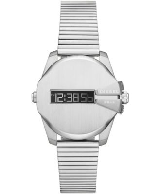Diesel Men S Baby Chief Digital Silver Tone Stainless Steel Bracelet