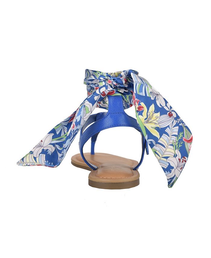 Tommy Hilfiger Jinis Ankle Tie Thong Sandals - Macy's