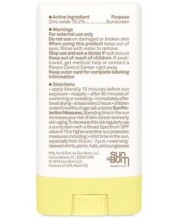 Sun Bum Baby Bum SPF 50 Mineral Sunscreen Face Stick, 0.45 oz. - Macy's