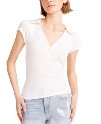Madden Girl Juniors' Cap-Sleeve Polo Top - Macy's