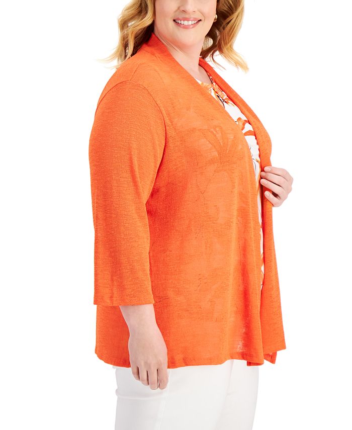 Kasper Plus Size Open-Front Knit Cardigan & Reviews - Sweaters - Women ...