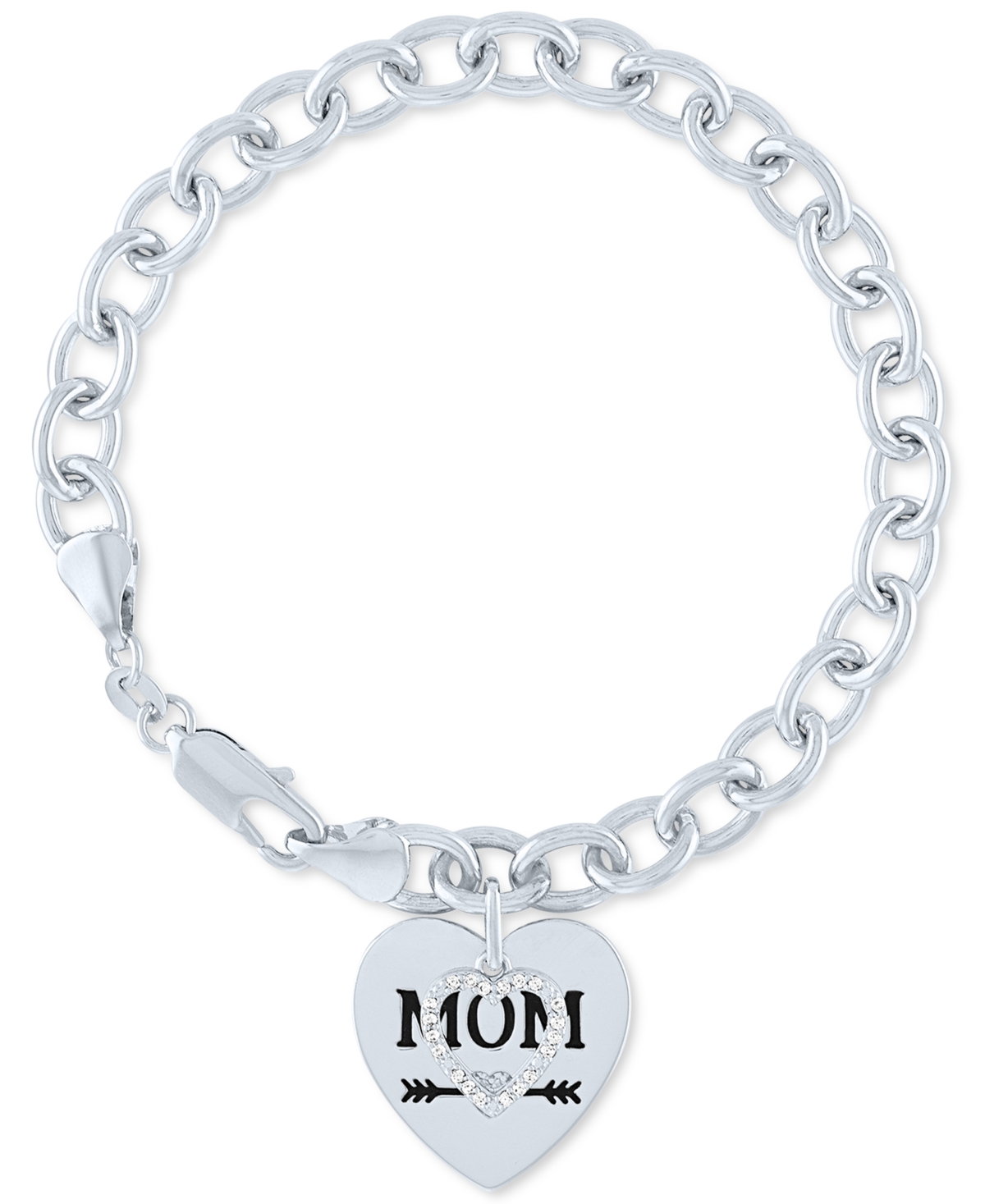 Click here for Diamond Mom Heart Charm Bracelet (1/10 ct. t.w.) i... prices