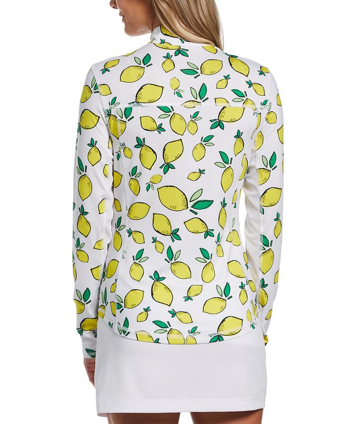 PGA TOUR Women's Lemon-Print Long-Sleeved Golf Top - Macy's