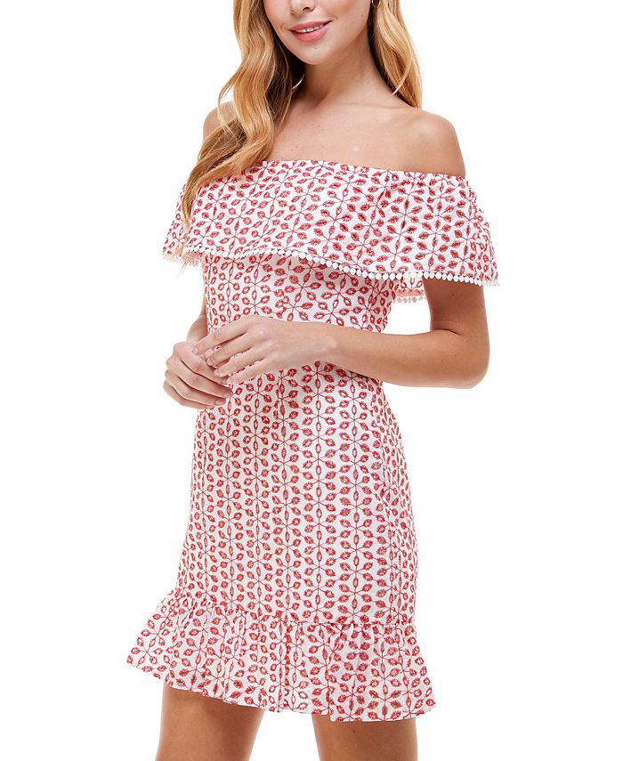 City Studios Juniors' Off-The-Shoulder Fit & Flare Dress & Reviews ...