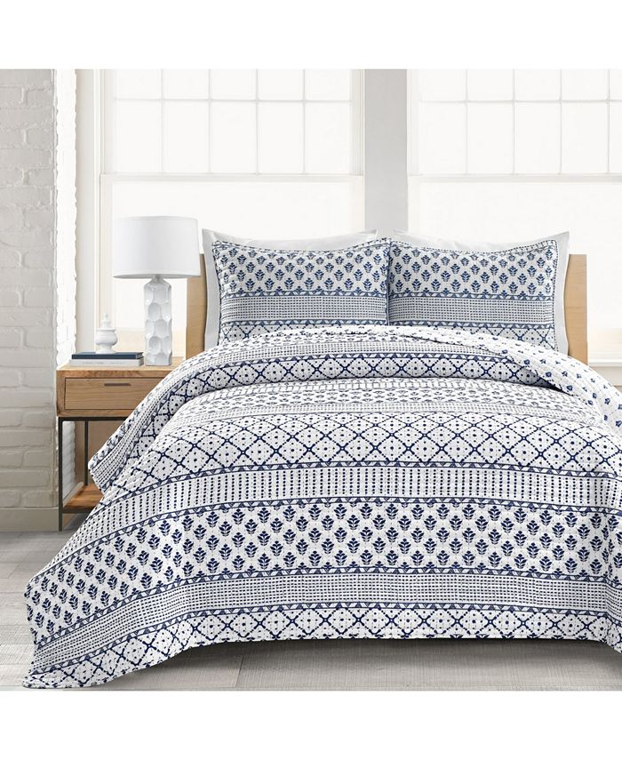 Lush Décor Monique Stripe 3 Piece Quilt Set, Full/Queen - Macy's