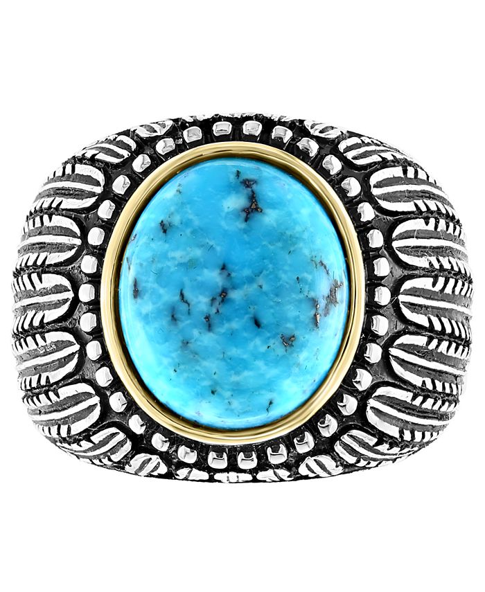 EFFY Collection EFFY® Men's Turquoise Dome Ring in Sterling Silver ...