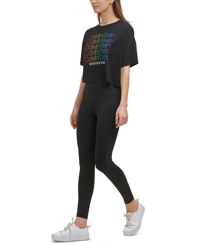 Calvin Klein Women's Rainbow Logo Crop Top - Macy's