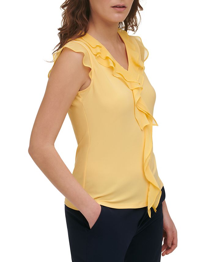 Tommy Hilfiger Ruffled V-Neck Top - Macy's