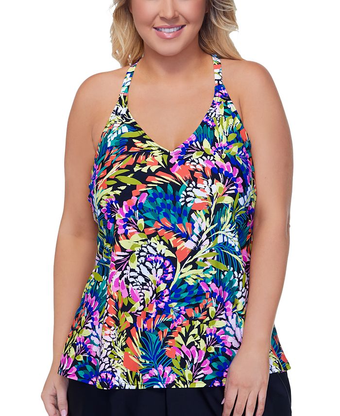 Island Escape Plus Size Racerback Underwire Tankini Top, Created for ...