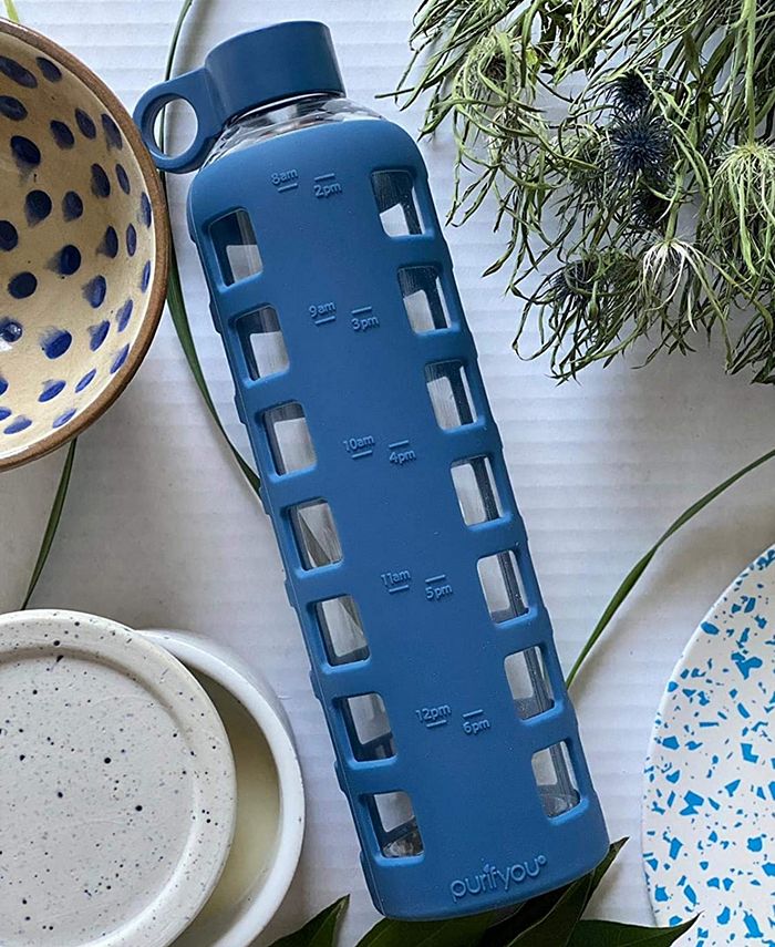 Purifyou Premium Glass Water Bottle with Non-Slip Silicone Sleeve and ...