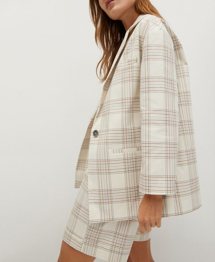 MANGO Check Cotton Blazer & Reviews - Jackets & Blazers - Women - Macy's