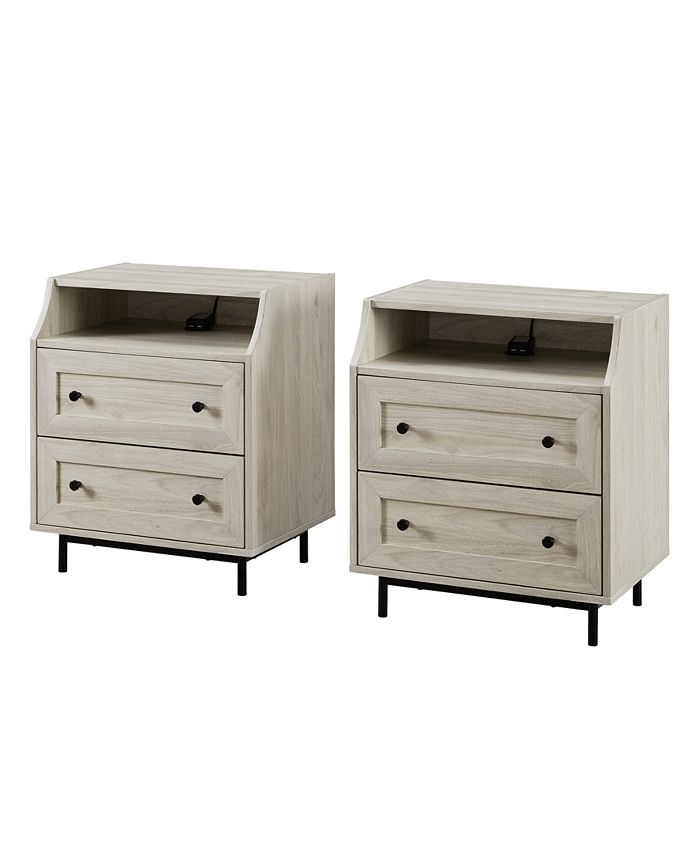 Walker Edison Nightstand with USB, Set of 2 - Macy's